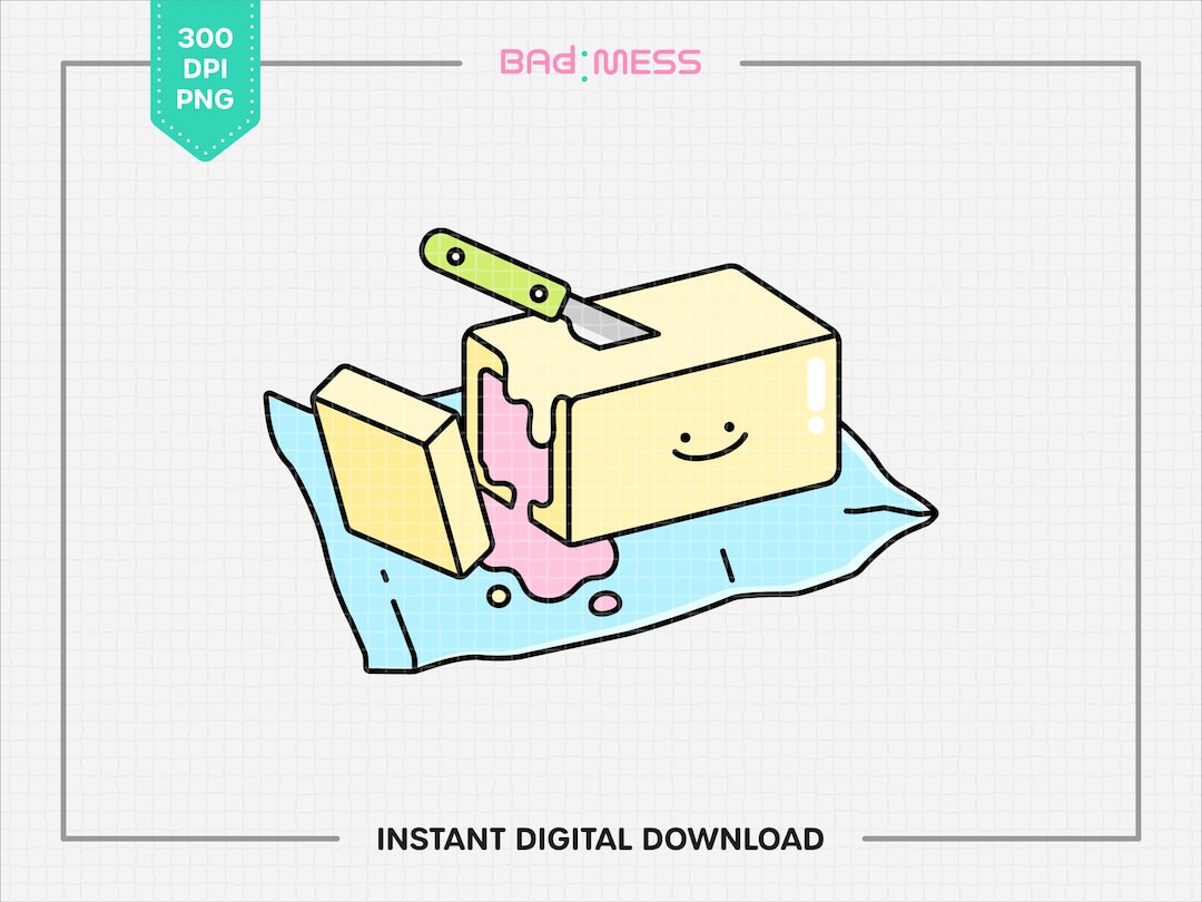 Butter Block With Knife PNG File Quirky Cut Butter Clipart, Whimsical ...