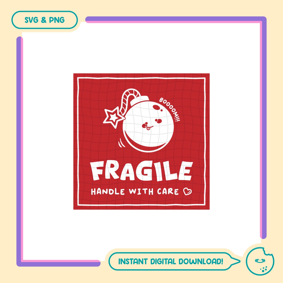Fragile Handle With Care SVG PNG File Cute Funny Silly Vector, Fragile ...