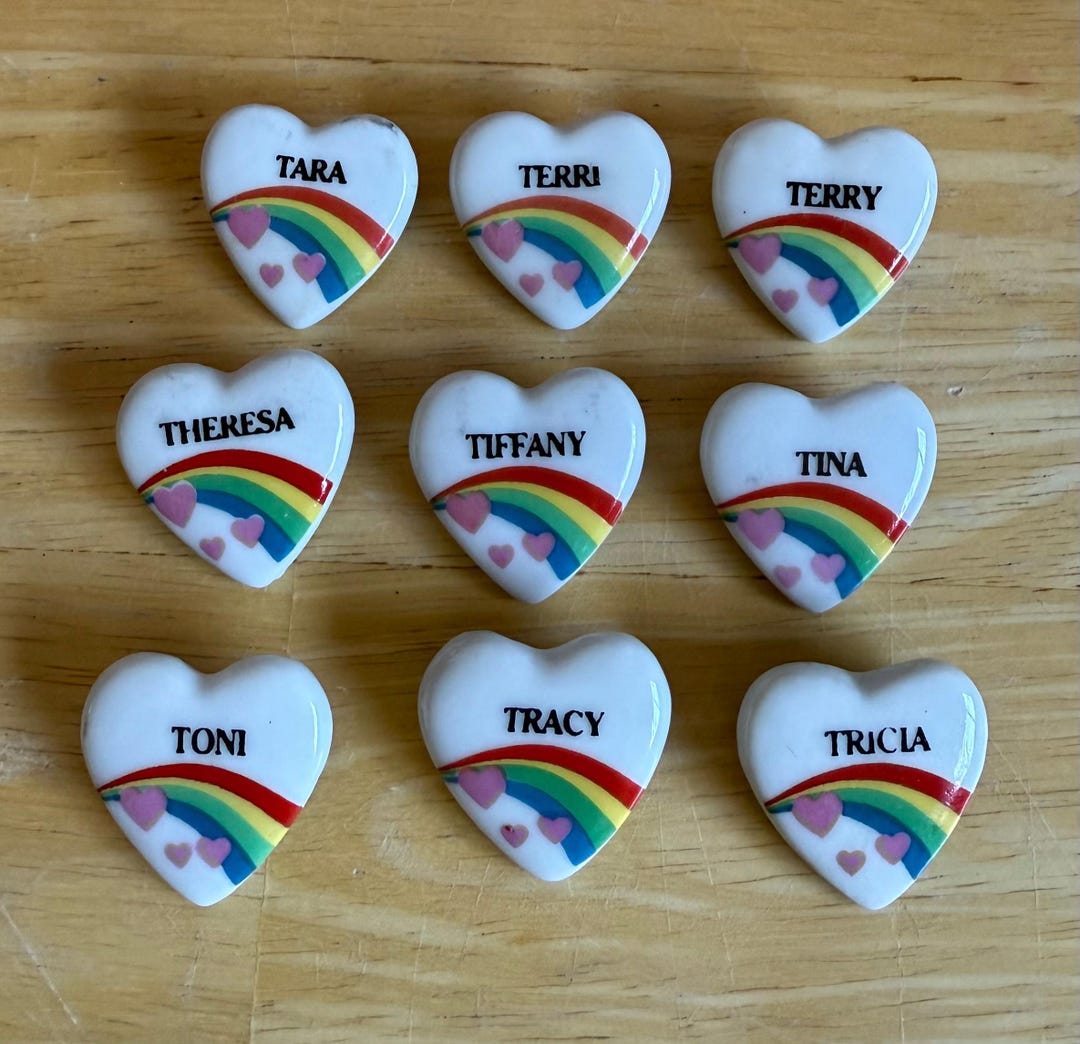 Vintage 80s Heart Name Pin: Rainbow 'T' Initial Brooch - Etsy