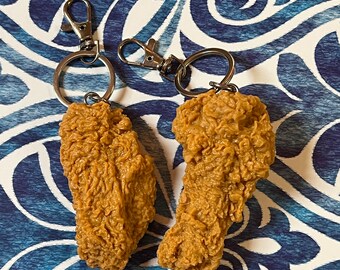 Mini Chicken Flat Keychain, Mini Fried Chicken, Mini Food Keychain ...