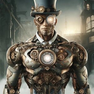 Steampunk Cyborg Male Digital Patterns and Images - Etsy