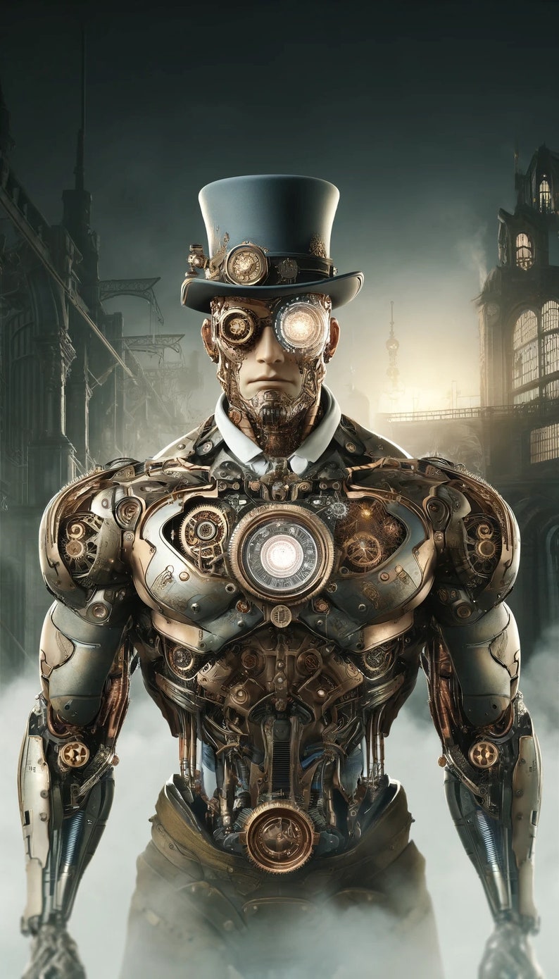 Steampunk Cyborg Male Digital Patterns and Images - Etsy