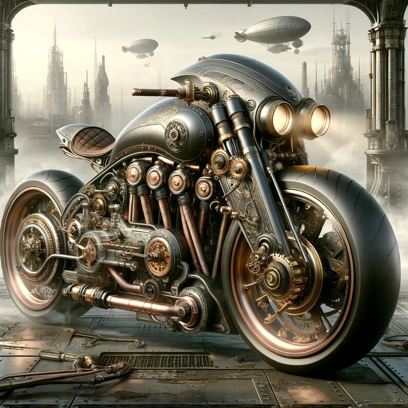 Steampunk Motorcycle Digital Patterns and Images - Etsy