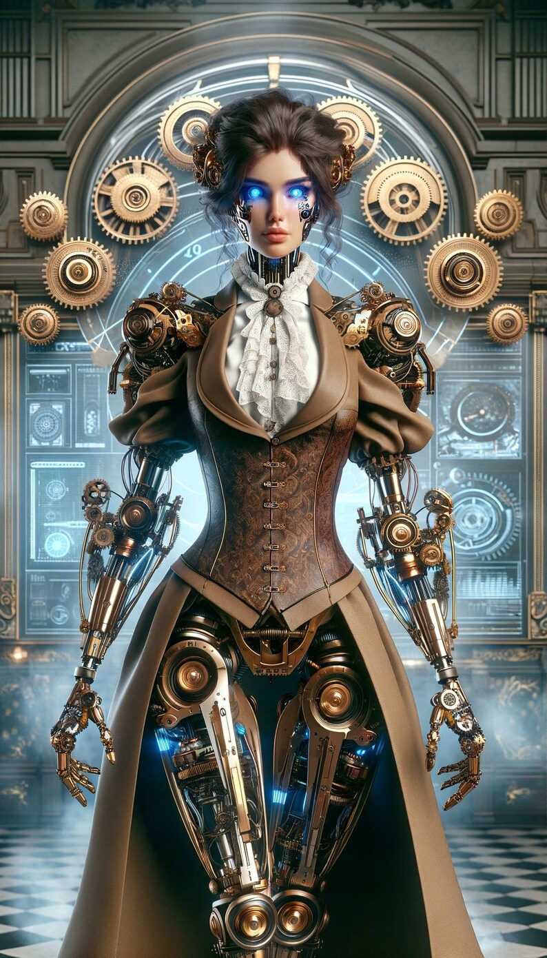 Steampunk Cyborg Woman Digital Patterns and Images - Etsy