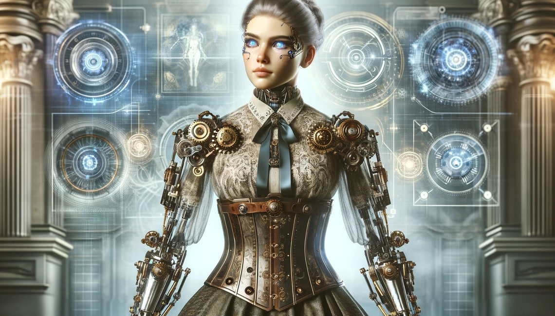 Steampunk Cyborg Woman Digital Patterns and Images - Etsy