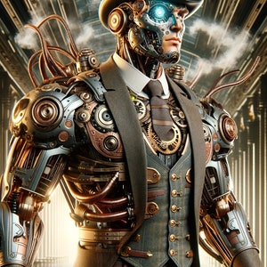 Steampunk Cyborg Male Digital Patterns and Images - Etsy