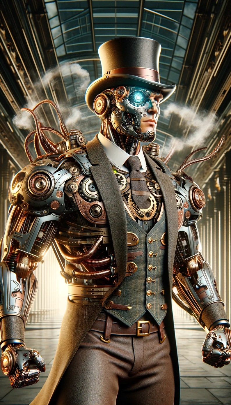 Steampunk Cyborg Male Digital Patterns and Images - Etsy
