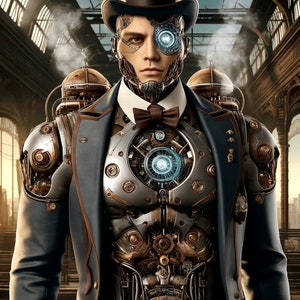 Steampunk Cyborg Male Digital Patterns and Images - Etsy