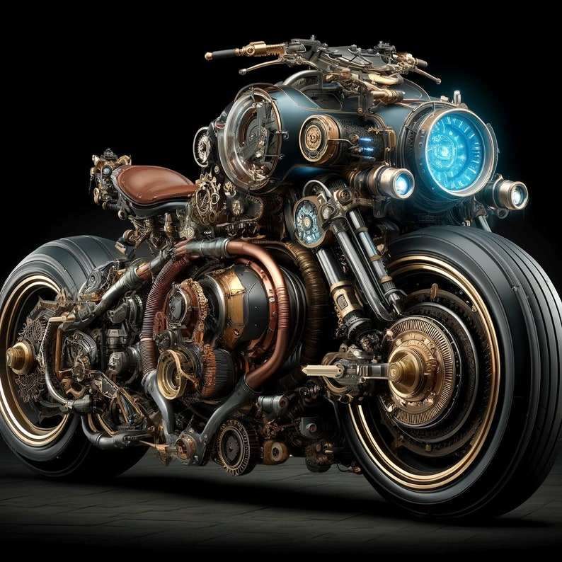 Steampunk Motorcycle Digital Patterns and Images - Etsy