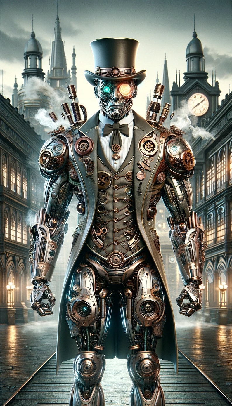 Steampunk Cyborg Male Digital Patterns and Images - Etsy