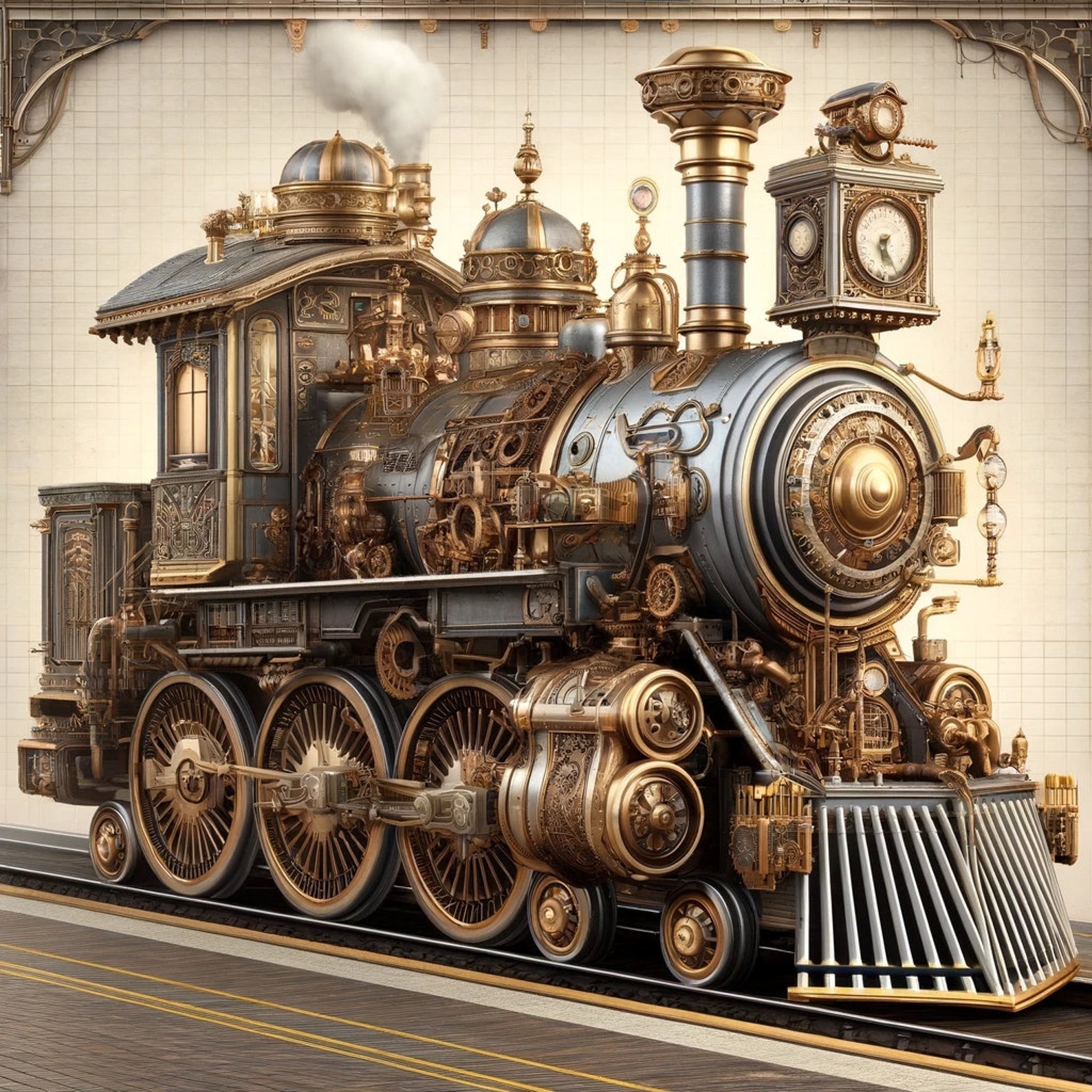 Steampunk Steam Train Digital Patterns and Images - Etsy