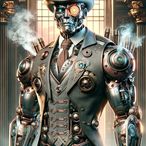 Steampunk Cyborg Male Digital Patterns and Images - Etsy