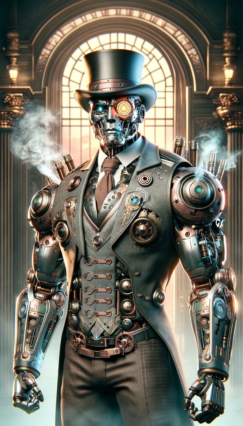 Steampunk Cyborg Male Digital Patterns and Images - Etsy