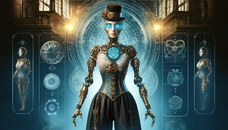 Steampunk Cyborg Woman Digital Patterns and Images - Etsy