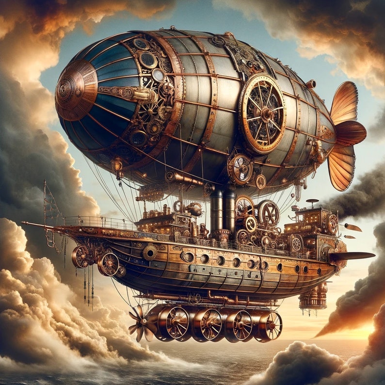 Steampunk Airship Digital Patterns and Images - Etsy