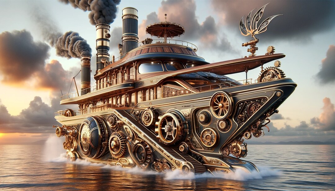 Steampunk Boat Digital Patterns and Images - Etsy