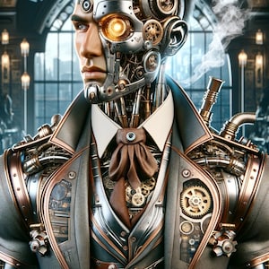 Steampunk Cyborg Male Digital Patterns and Images - Etsy