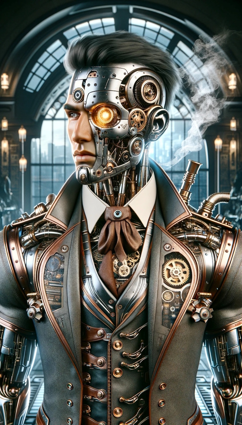 Steampunk Cyborg Male Digital Patterns and Images - Etsy