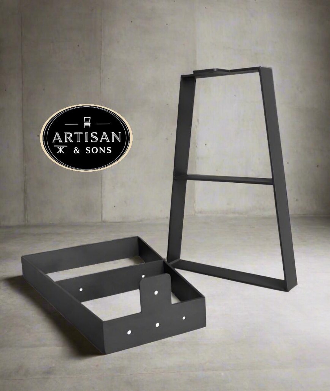 Trapezoid Metal Table Legs, Black Steel Bench Legs, DIY Furniture (22 ...