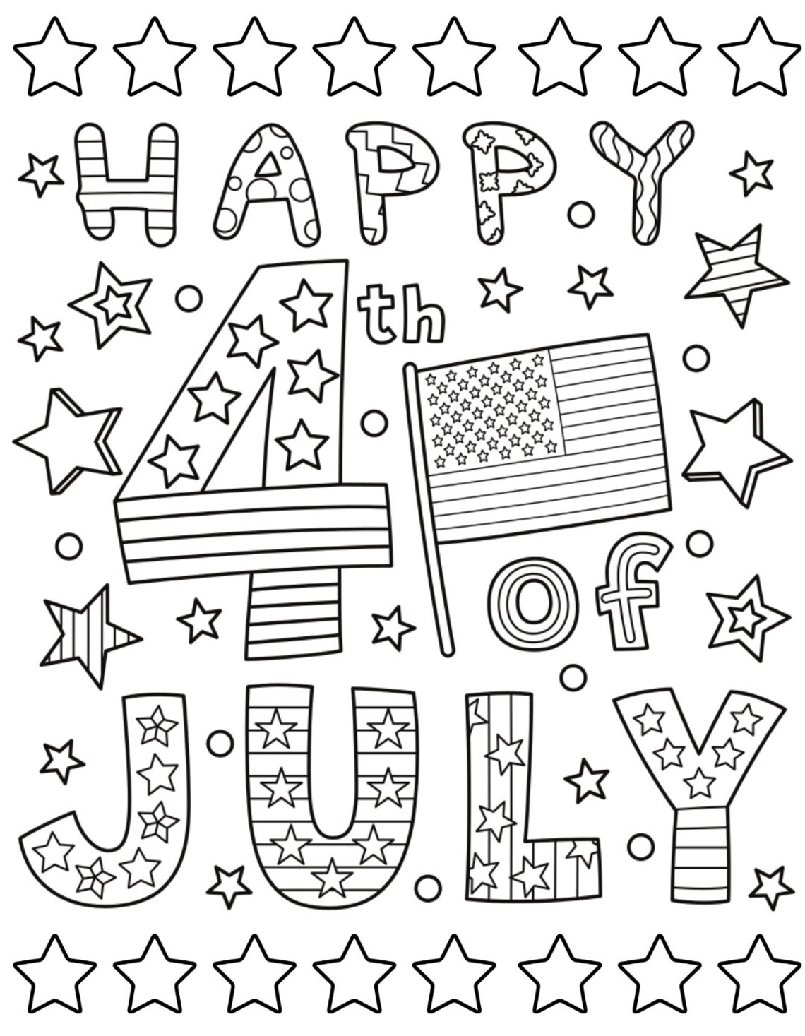 July 4th Coloring Pages - Instant Download - Etsy