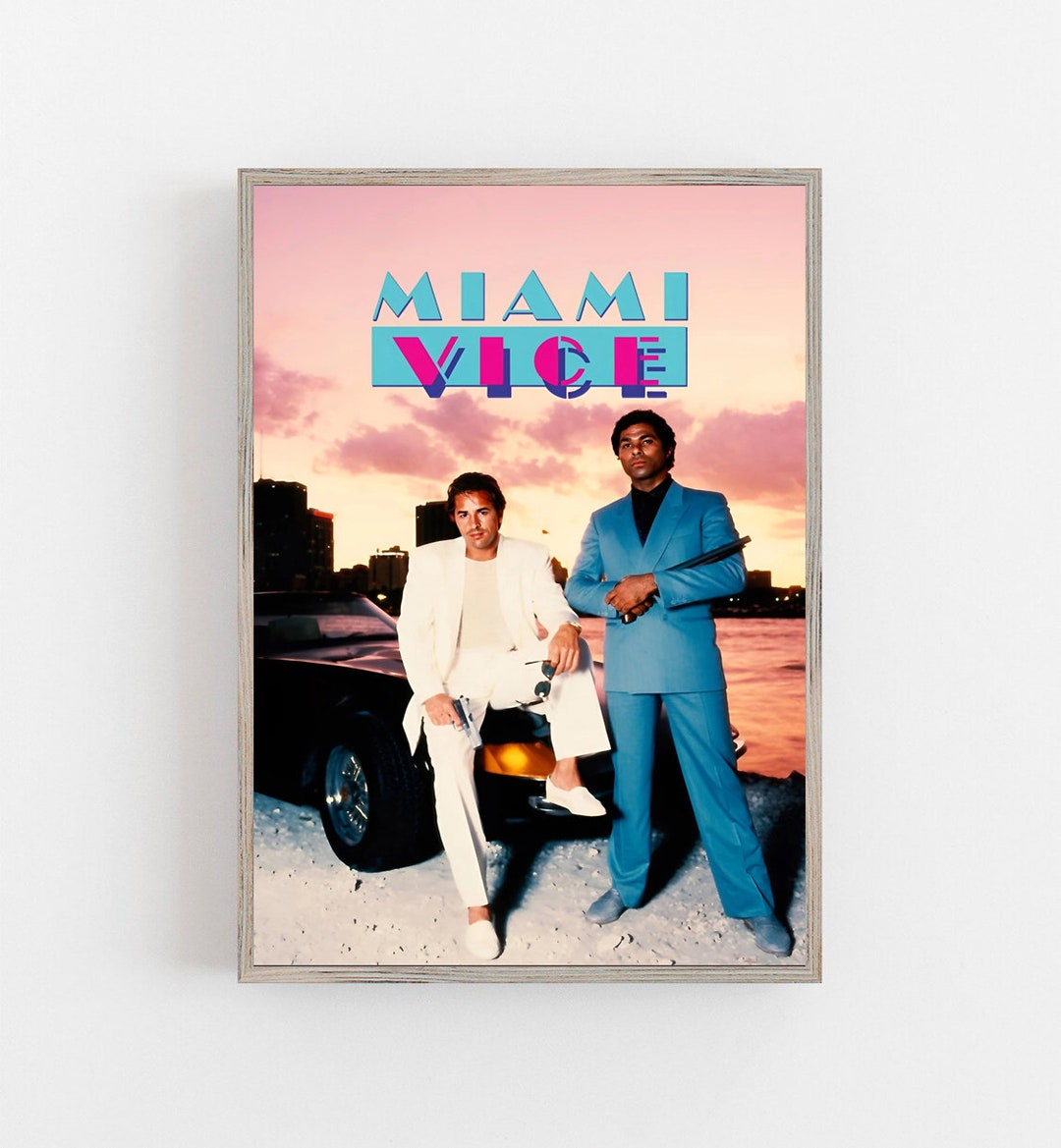 Miami Vice 1984 Cult 80's TV Series Poster Canvas Matte Silk A1 A2 A3 ...