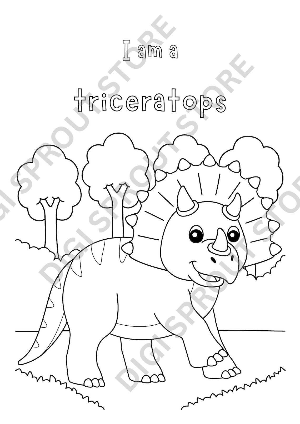 30 Easy Dinosaurs Coloring Pages for Kids, Coloring Pages, Digital ...