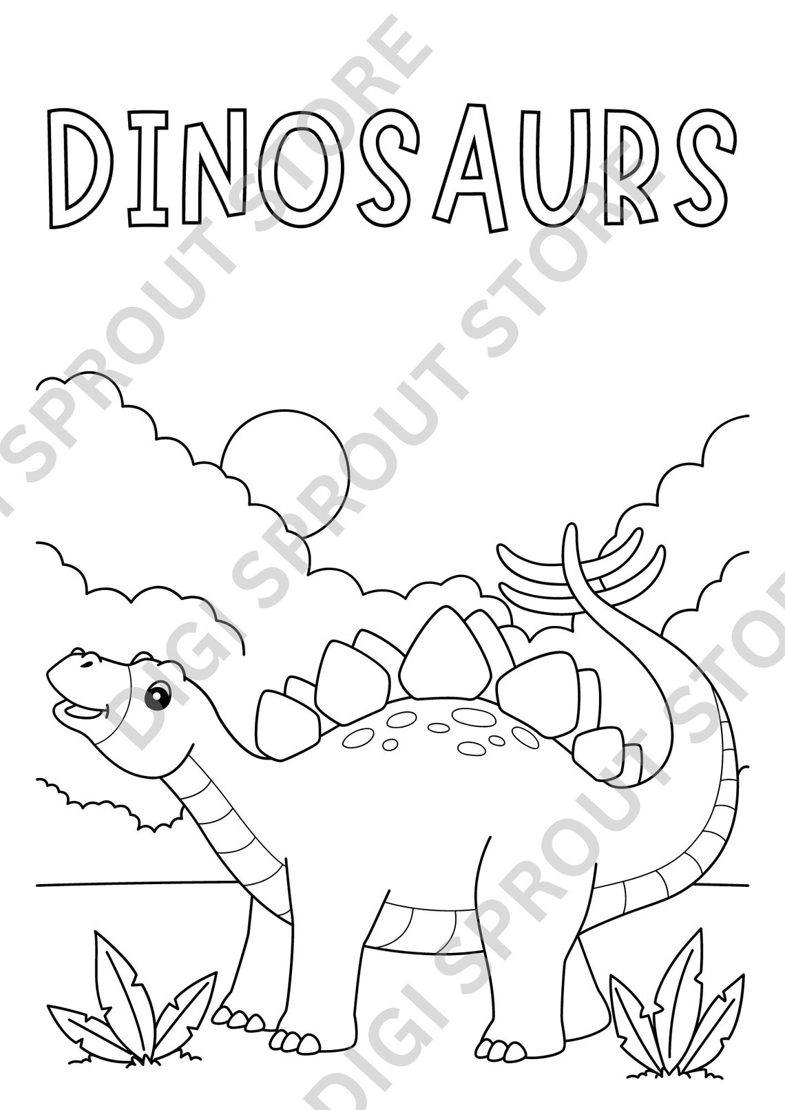 30 Easy Dinosaurs Coloring Pages for Kids, Coloring Pages, Digital ...