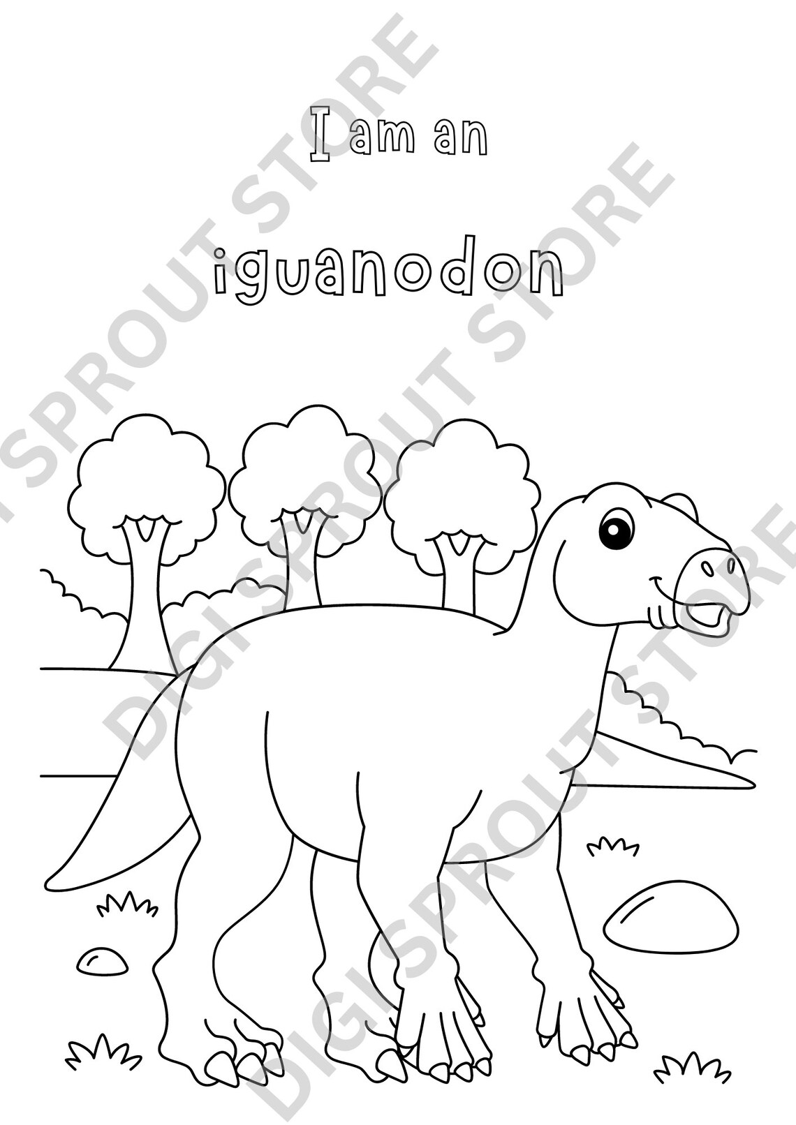 30 Easy Dinosaurs Coloring Pages for Kids, Coloring Pages, Digital ...