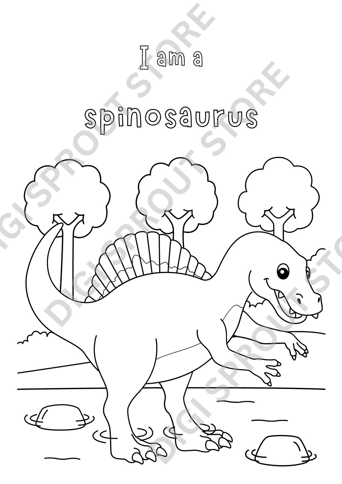 30 Easy Dinosaurs Coloring Pages for Kids, Coloring Pages, Digital ...