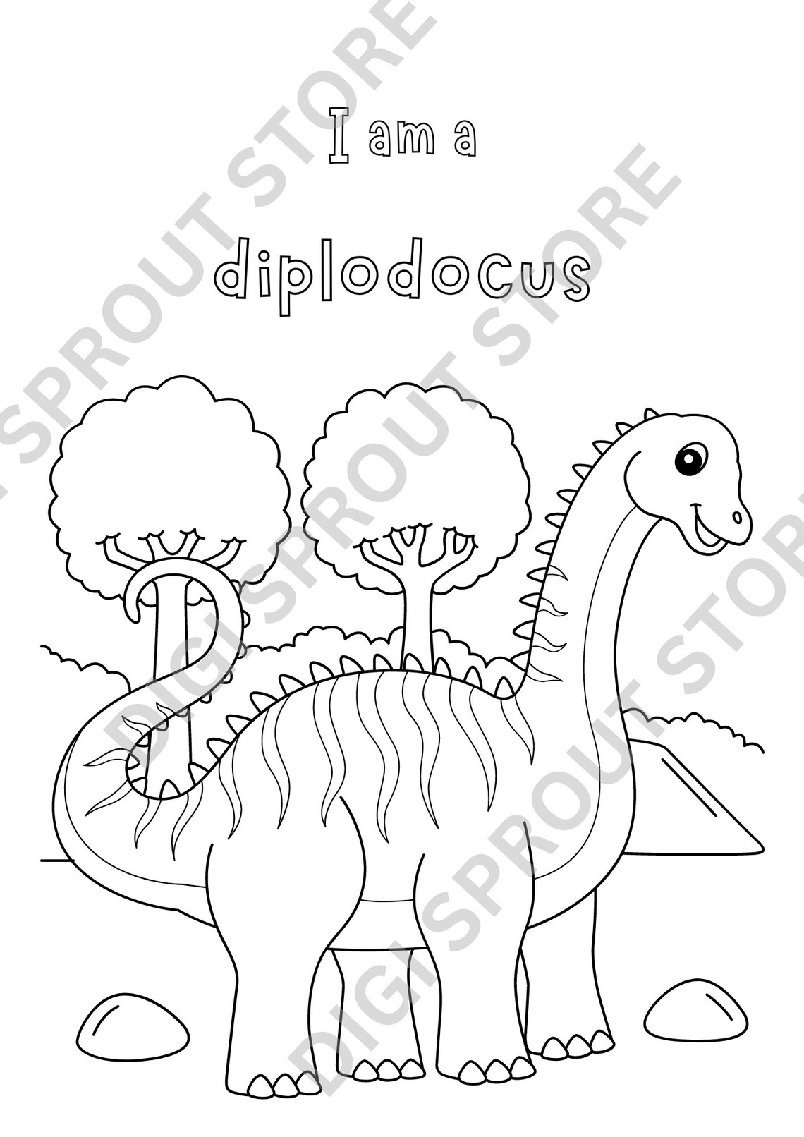 30 Easy Dinosaurs Coloring Pages for Kids, Coloring Pages, Digital ...