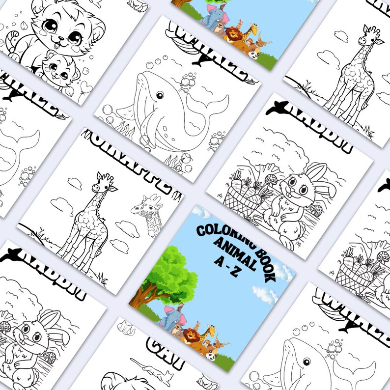 26 Coloring Book Pages: Animal Alphabet Activity for Boys, Girls, Kids ...
