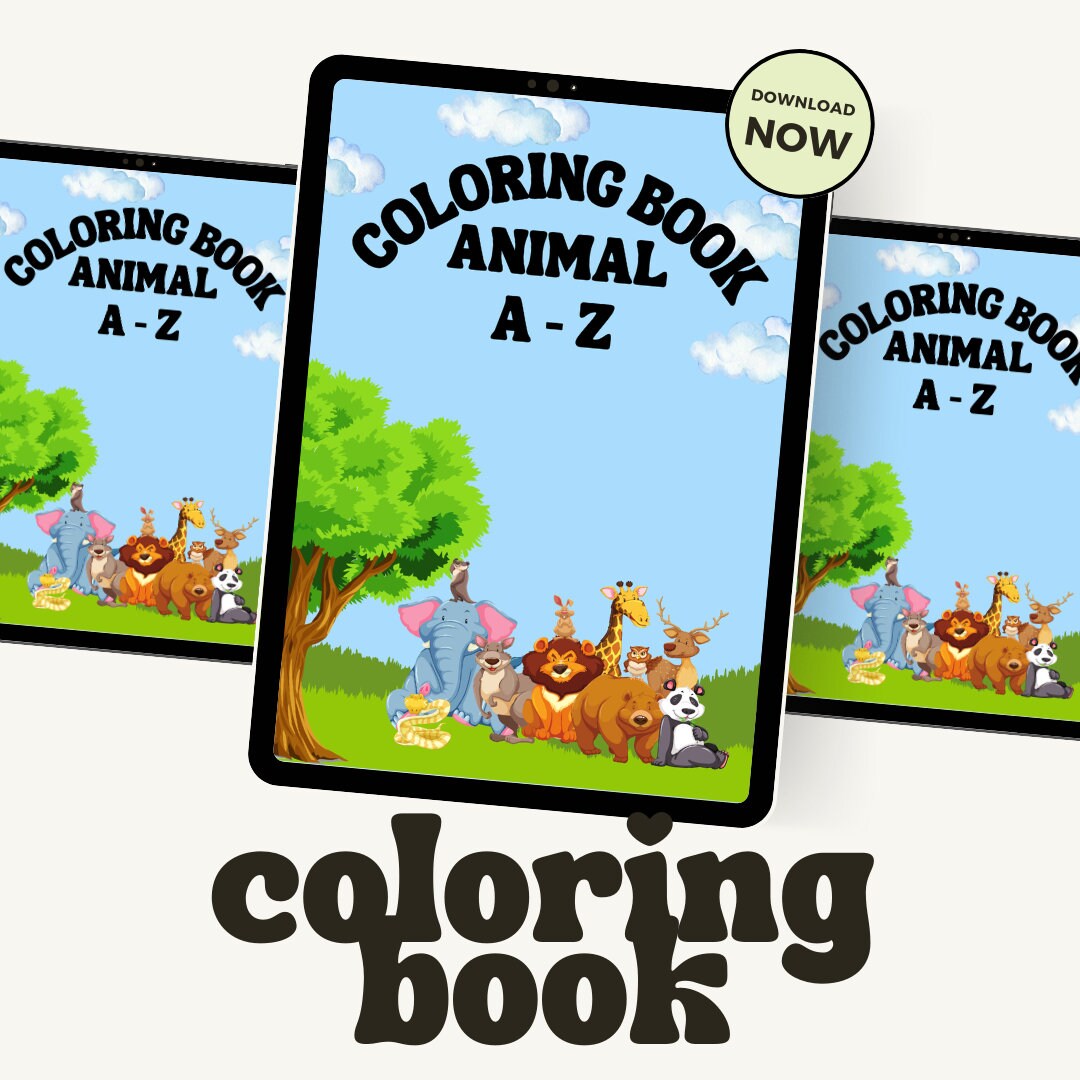26 Coloring Book Pages: Animal Alphabet Activity for Boys, Girls, Kids ...