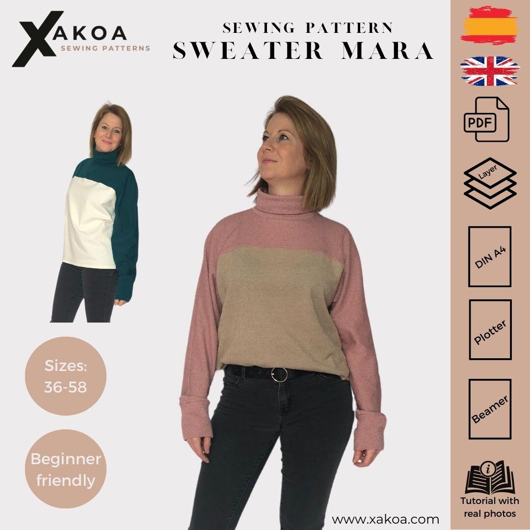 PDF Sewing Pattern for Women’s Oversized Mara Sweater With High Neck or ...