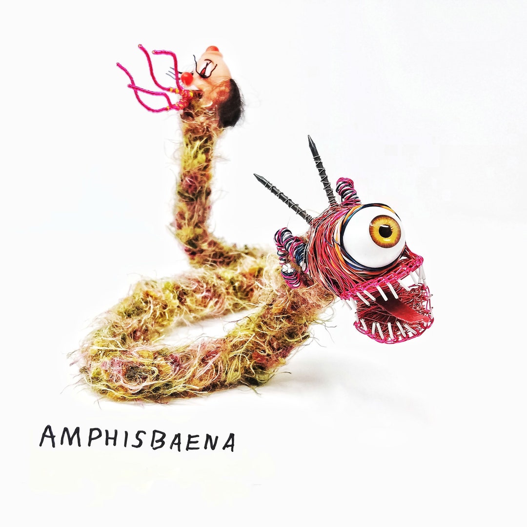 Two Headed Clown Fur Snake - Bendable Copper Wire Creature - Fun ...