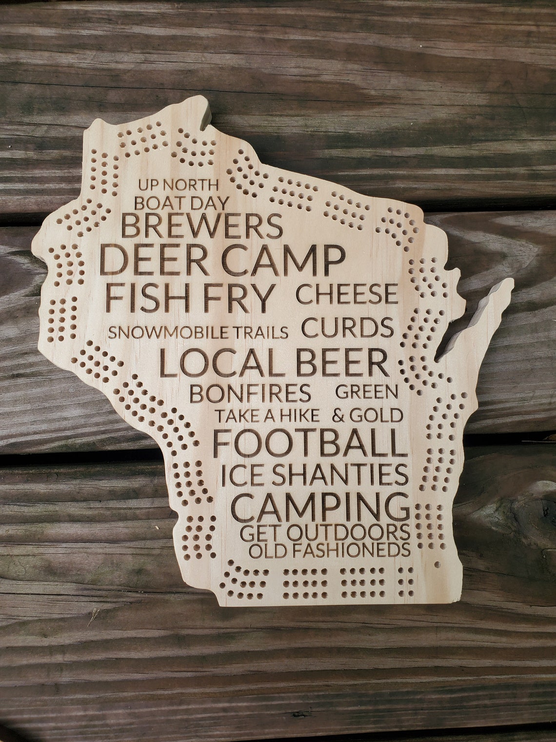 Wisconsin Cribbage Board With Laser Engraved WI Sayings - Etsy