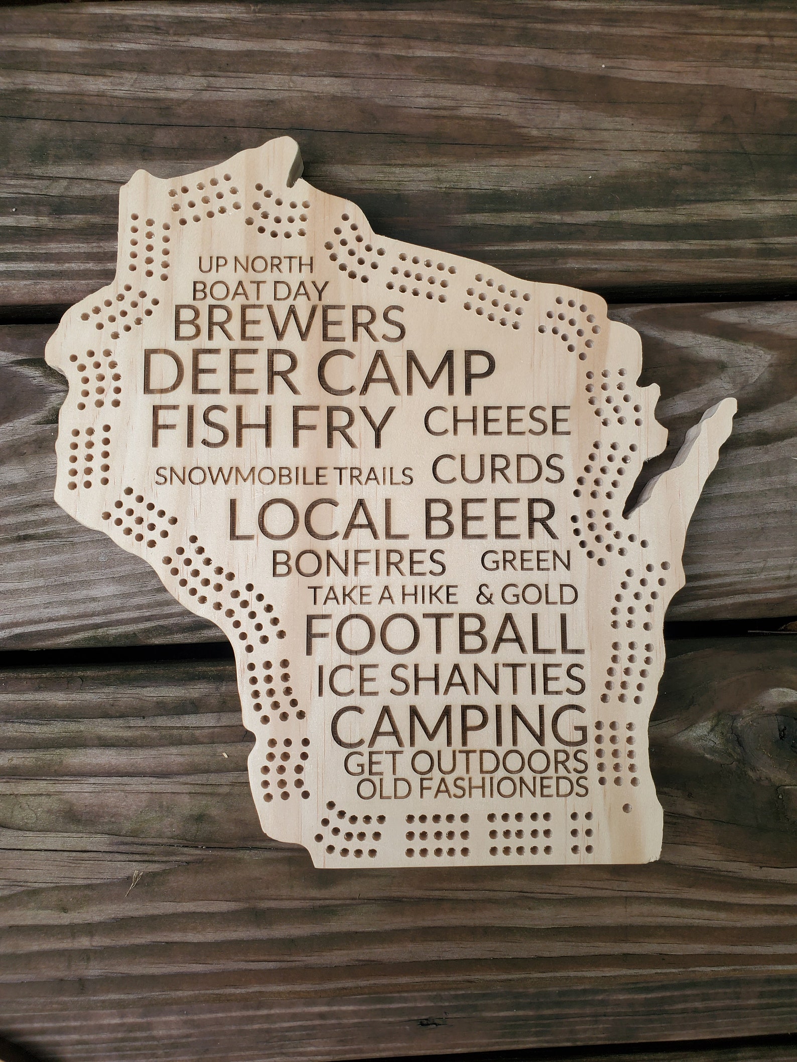 Wisconsin Cribbage Board With Laser Engraved WI Sayings - Etsy