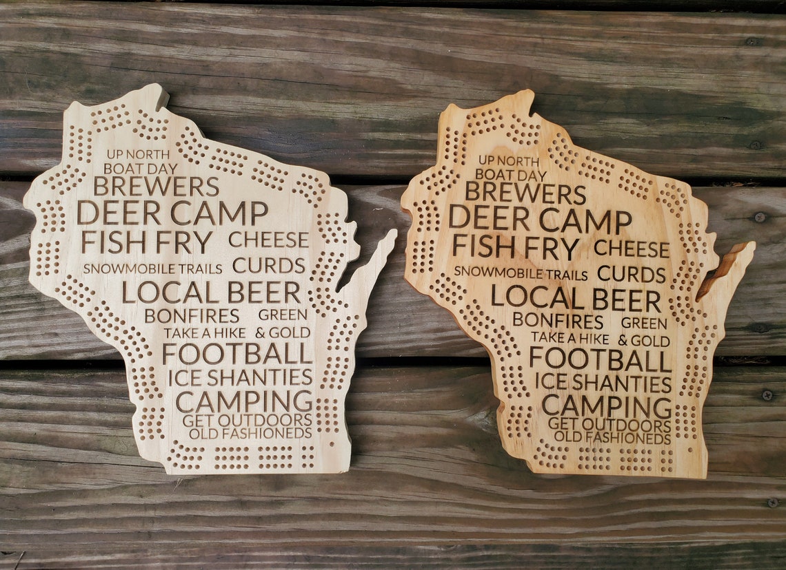 Wisconsin Cribbage Board With Laser Engraved WI Sayings - Etsy
