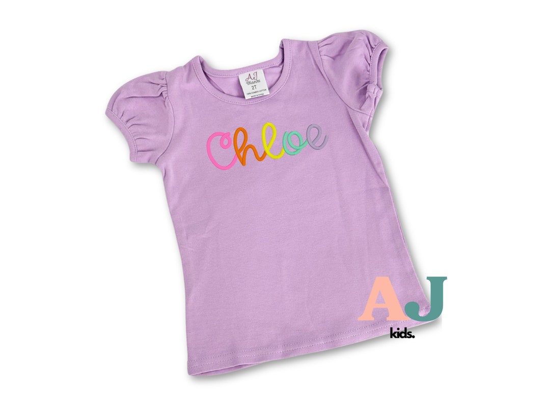 Personalized Embroidered Girls Tee, Custom Kids Shirt - Etsy