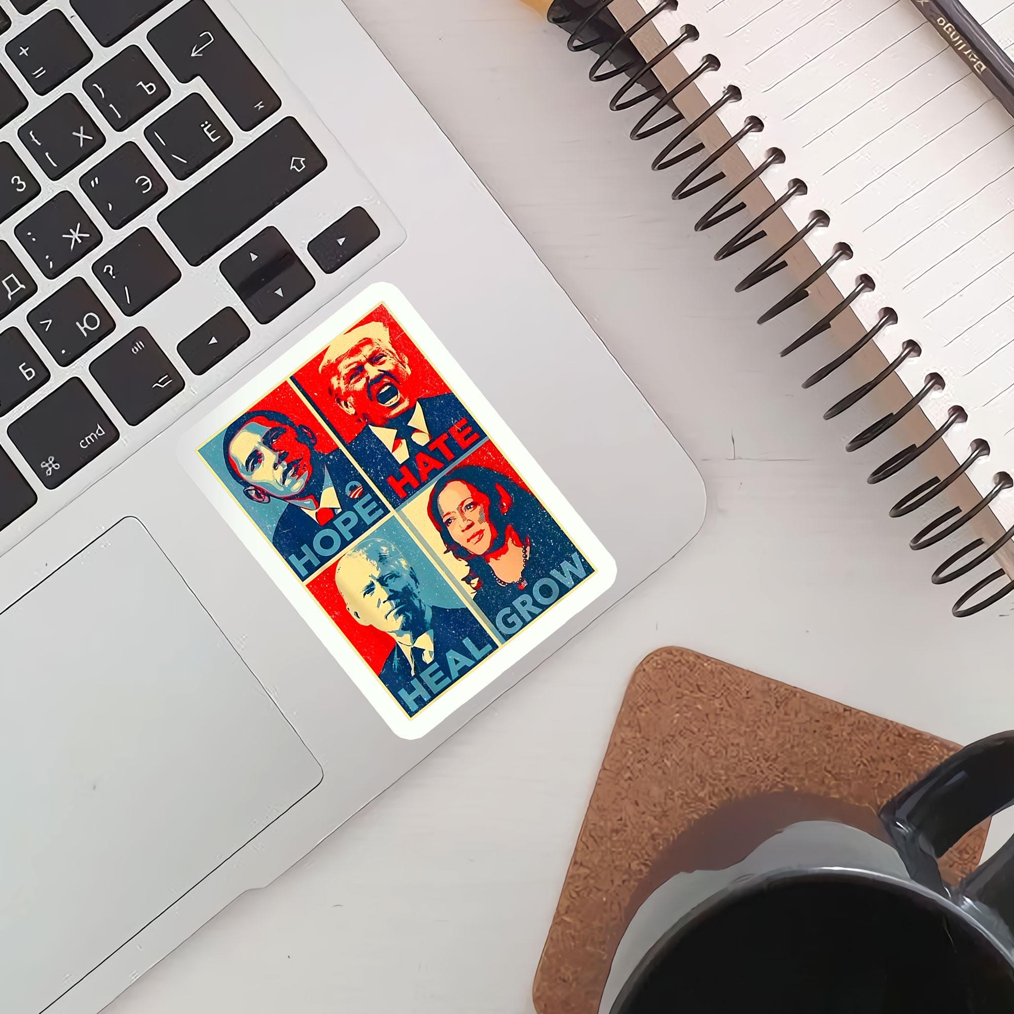 Hope Hate Heal Rise Kamala 2024 for President Campaign Bubble Sticker ...