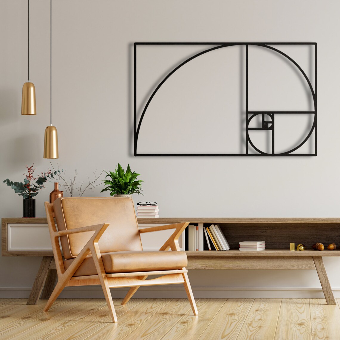Fibonacci Symbol Fibonacci Metal Art Fibonacci Numbers Golden Ratio Sign Fibonacci Decor Math