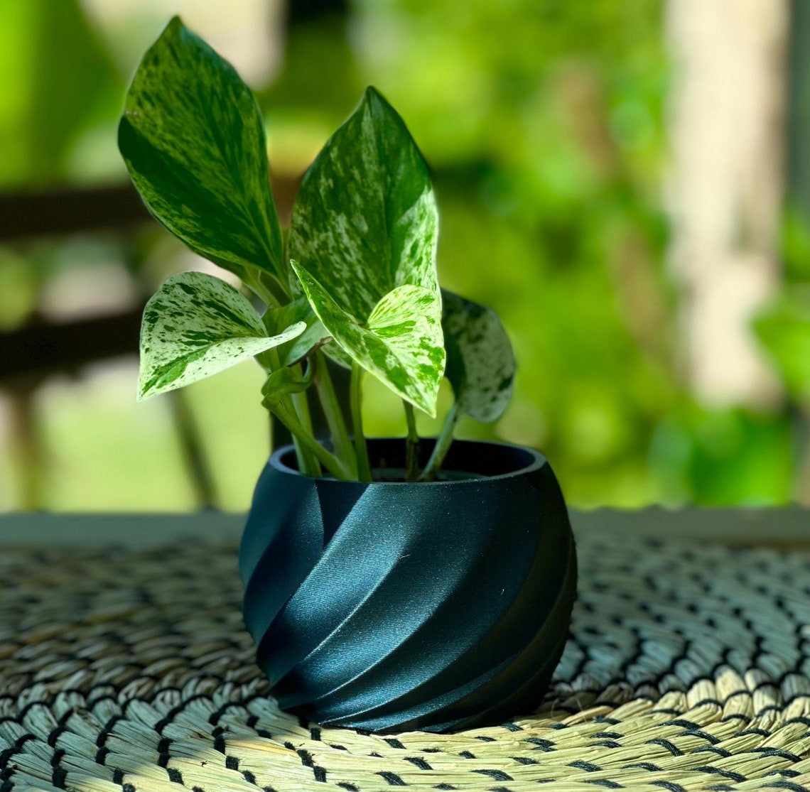 Luna - Modern Rounded Planter, Plant Pot, Swirled Elegant Design ...