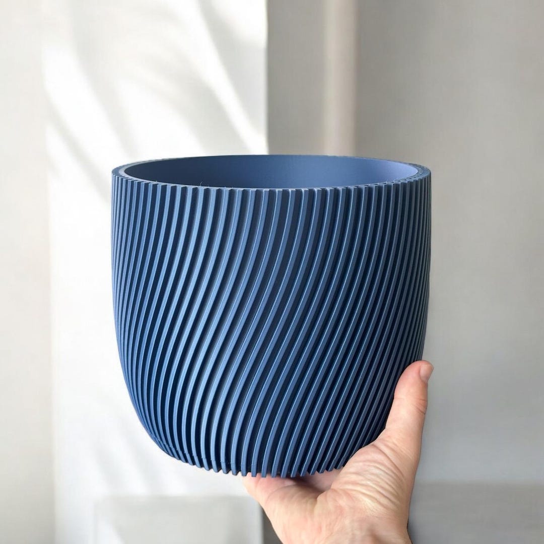 Spiral Ribbed Plant Pot Multiple Colours Modern Grooved Indoor Planter ...