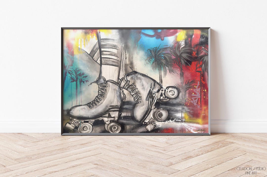 Roller Skate Wall Art. Graffiti Abstract Painting. Roller Skate Retro ...