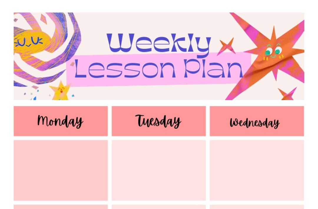 Homeschool Weekly Lesson Plan Printable - Etsy