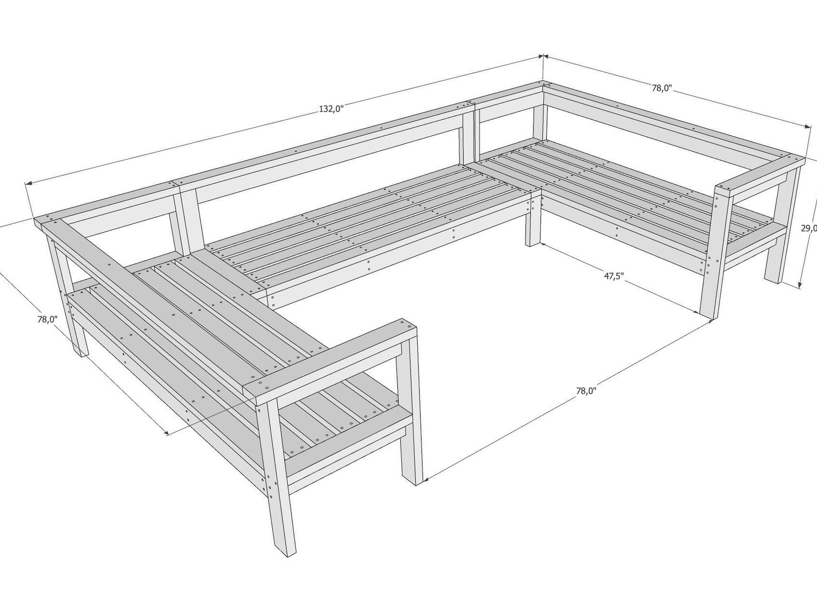 U-shaped Patio Sofa and Coffee Table DIY Plan - Etsy