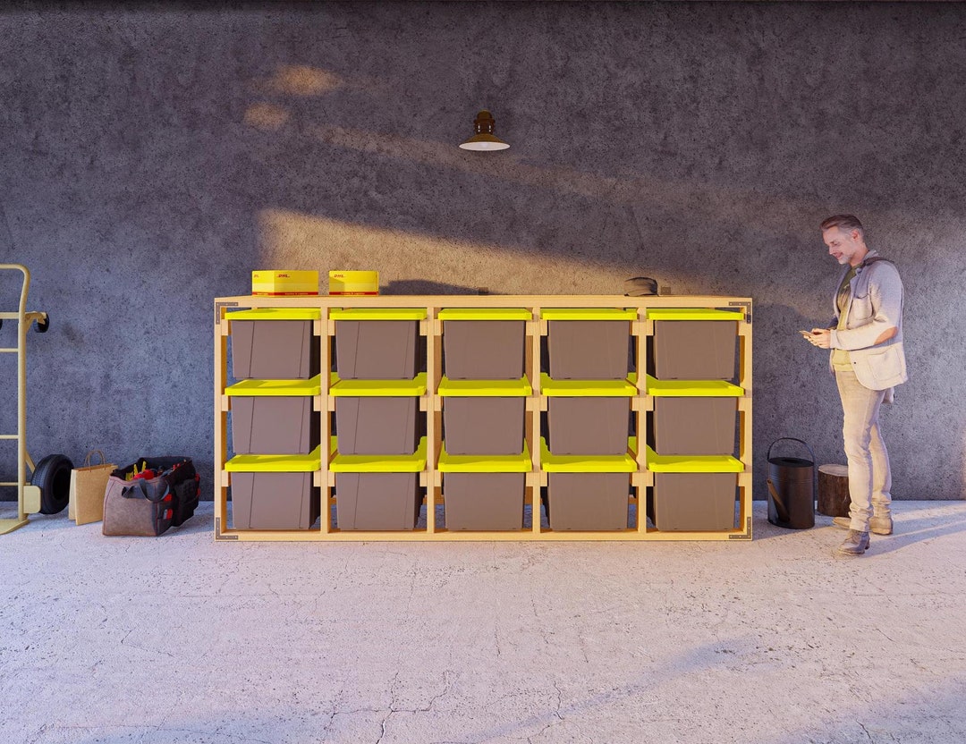 DIY Tote Storage Rack Plan, 5x3 15-unit for 27 Galloon Totes, PDF ...