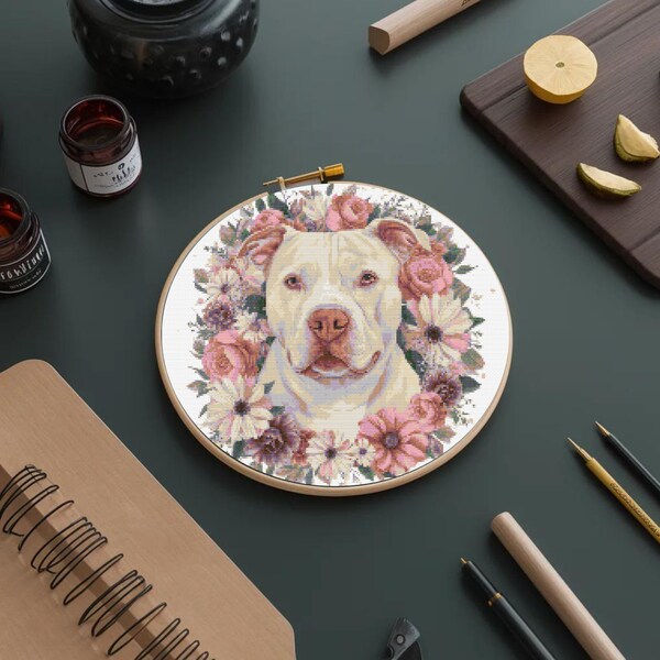 Pitbull Cross Stitch - Etsy