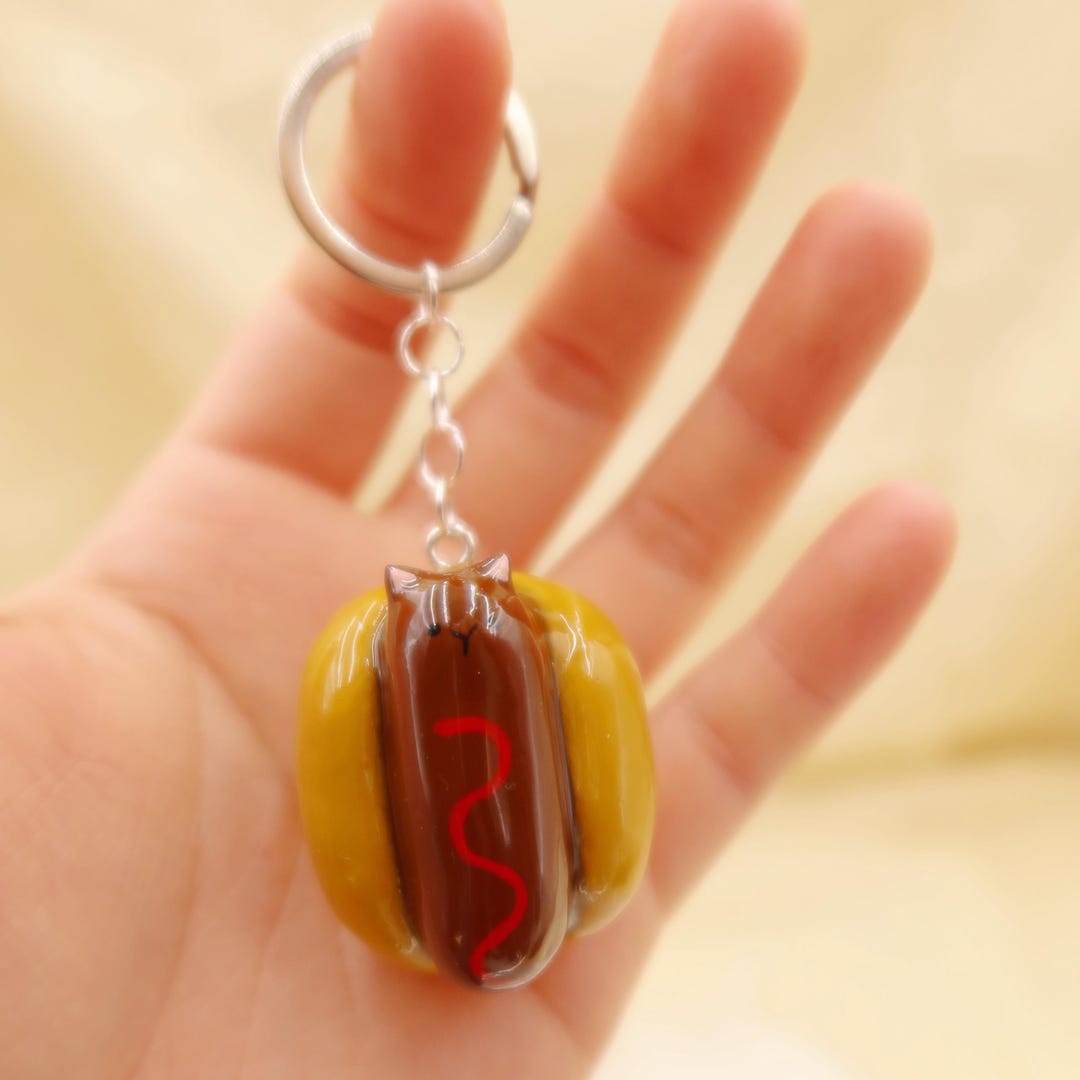 Hotdog Cat Keychain | Handmade Keychain | Gift | Birthday, Christmas ...