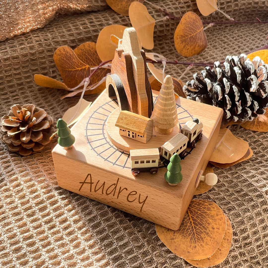 Personalized Wooden Train Music Box, Horse Music Box, Engraved Music ...