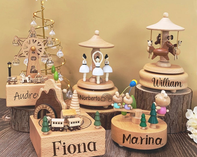 Customwooden Train Music Box/wooden Baby Toyspersonalized Wooden Music ...